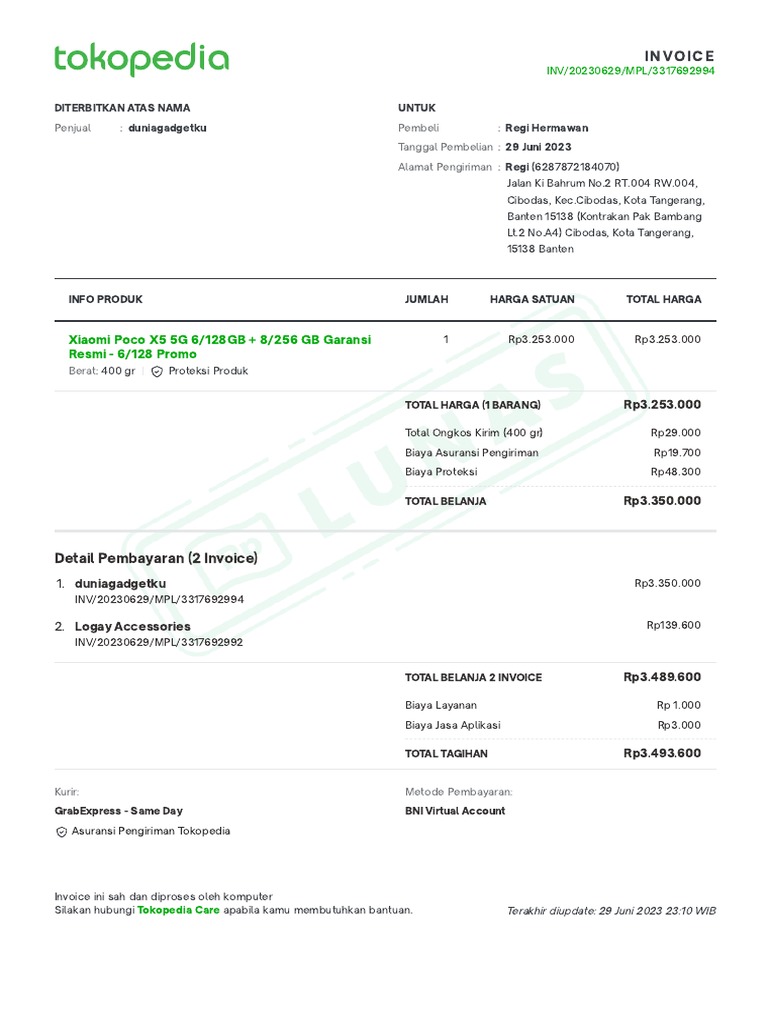 Invoice POCO X5 3317692994 | PDF
