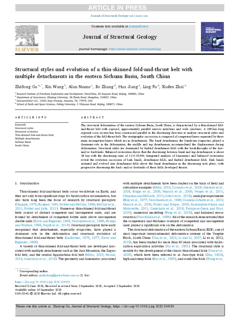 j.jsg.2020.104191 F | PDF | Geology | Earth Sciences