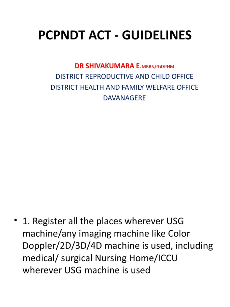 PCPNDT Act - Guidelines PPT Workshop | PDF | Public Services | Social ...