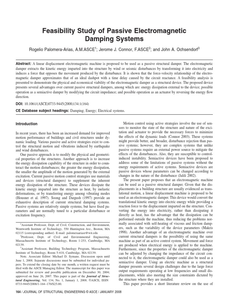 Feasibility Study of Passive Electromagnetic Damping Systems | PDF ...
