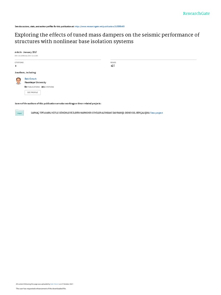 Exploring The Effects of Tuned Mass Dampers On The Seismic Performance of Structures With ...