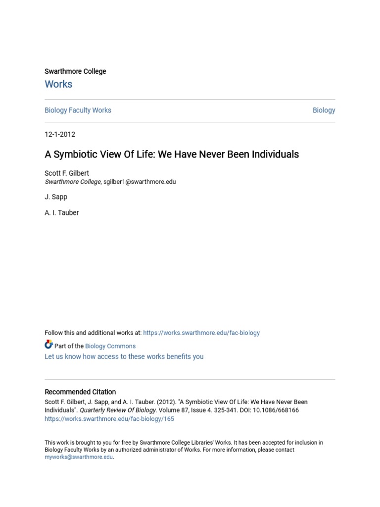 A Symbiotic View of Life We Have Never Been Individuals | PDF ...