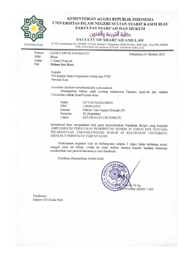 Surat Izin Riset | PDF