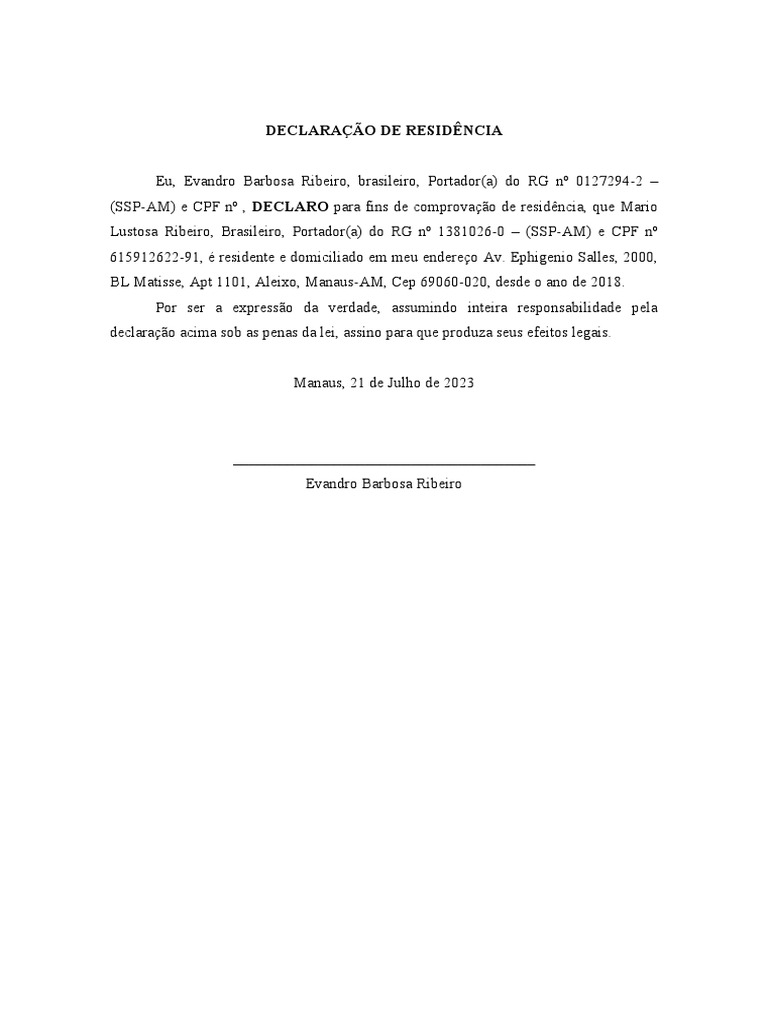Comprovante de Residência | PDF | Direito
