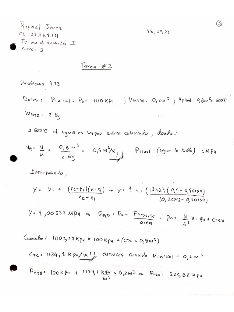 Tarea 2 - Termodinámica | PDF