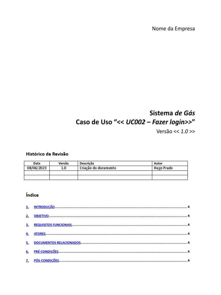 Casos de Uso (Fazer Login) | PDF | Diagrama de caso de uso | Senha