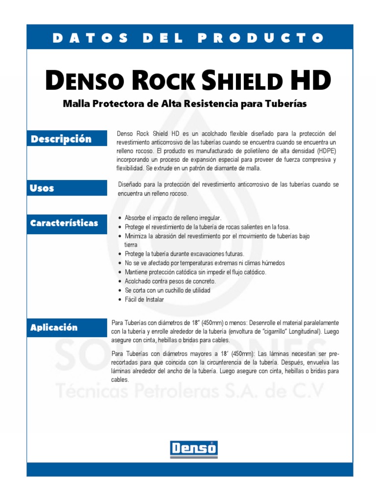 Denso Rock Shield HD: Protección de Tuberías | PDF | Tubería ...