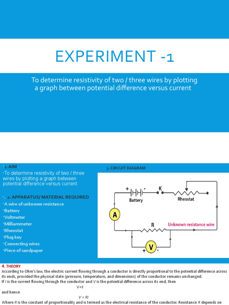 Experiment No. 1 Resistance Per Unit Length | PDF | Electrical ...