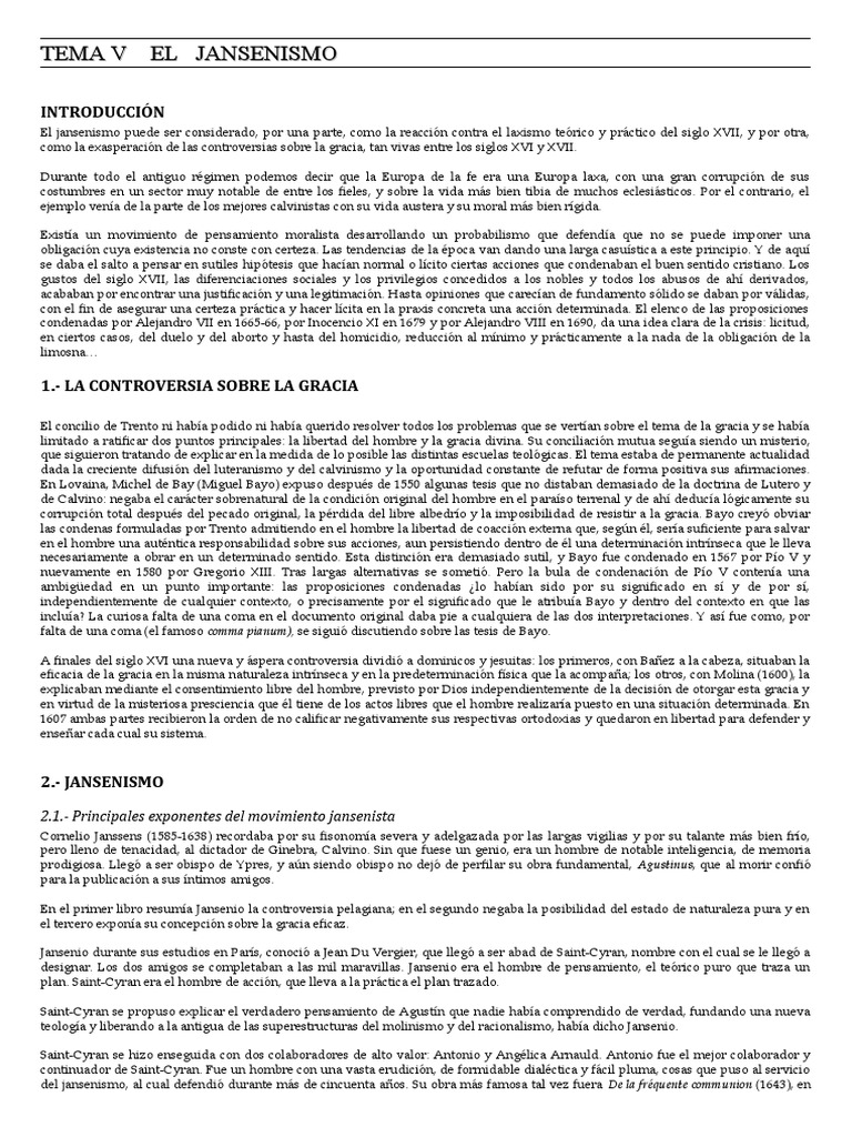 El Jansenismo: Orígenes y Controversias | PDF | Gracia divina | Iglesia ...