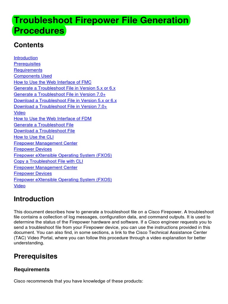 Troubleshoot Firepower File Generation Procedures | PDF