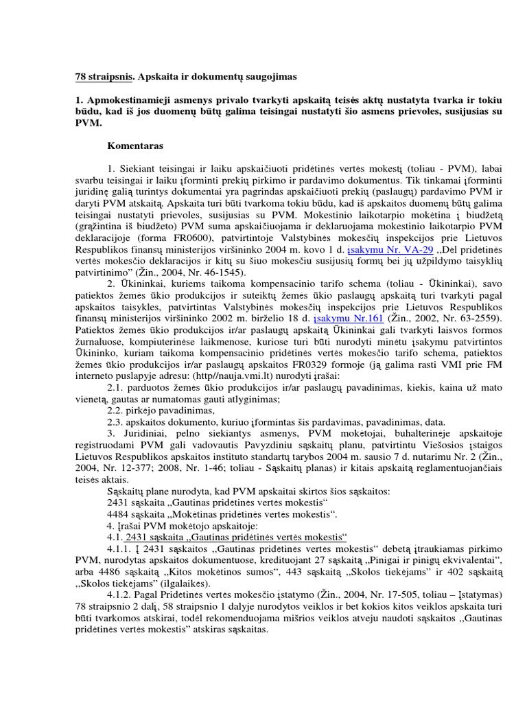 PVMĮ 78 Str. Komentaro Papildymas Ir Pakeitimas - Unknown | PDF