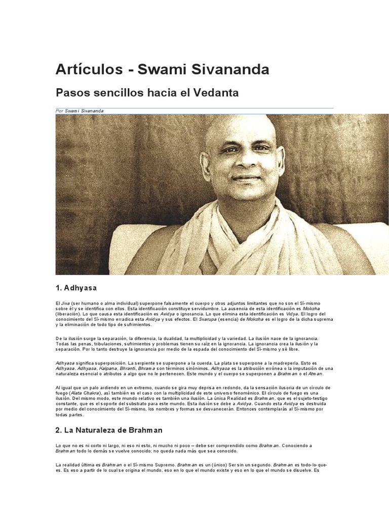 No-dualidad Artículos _ Pasos sencillos hacia el Vedanta | PDF ...