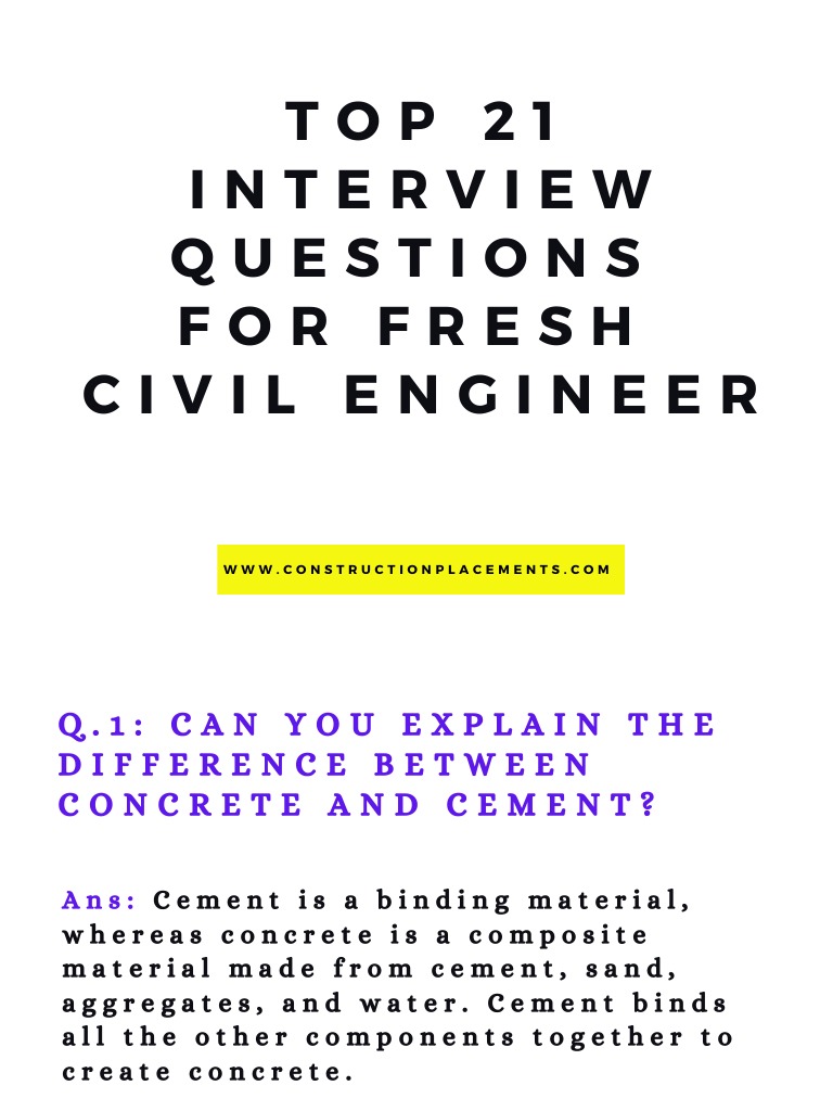 Top 21 Civil Engineering Interview Questions | PDF | Concrete | Young's Modulus