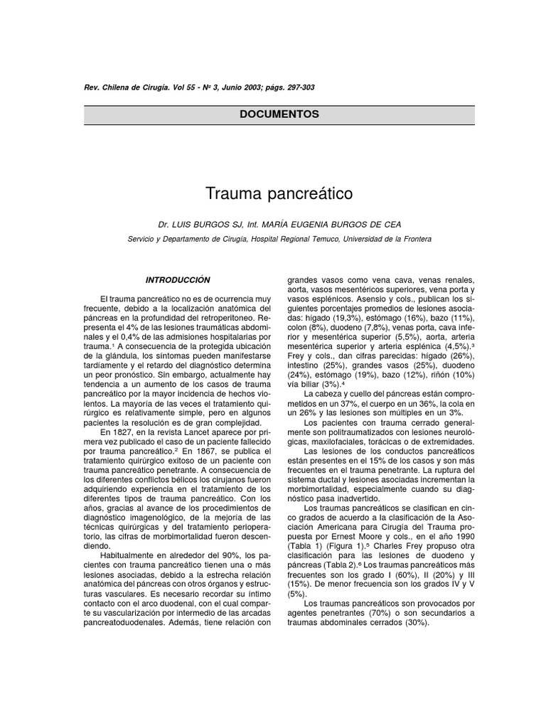 Trauma Pancreático: Diagnóstico y Tratamiento | PDF | Páncreas | Lesión