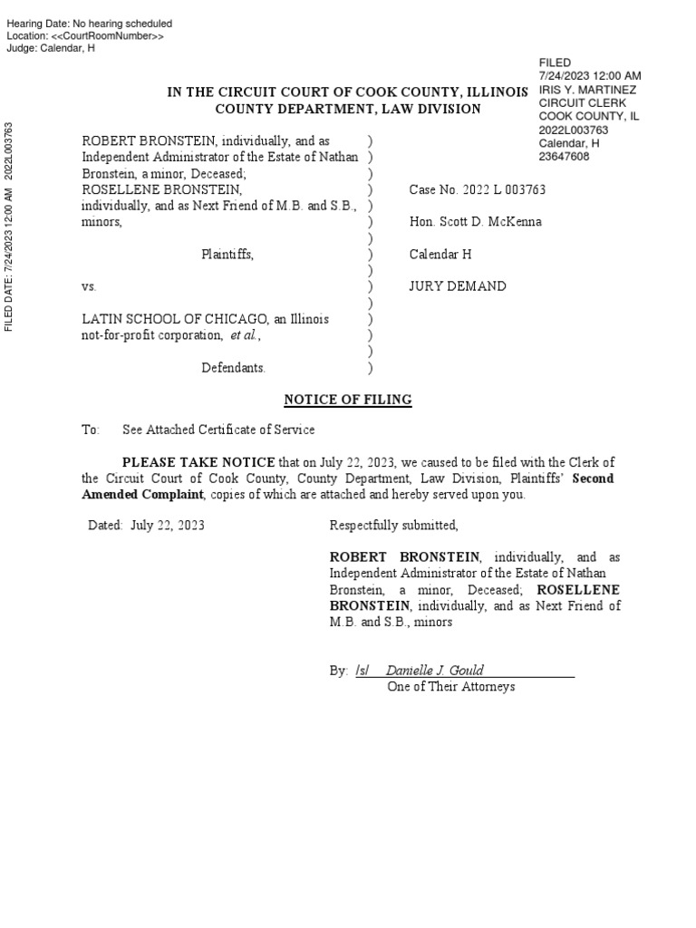 2023-07-22 Second Amended Complaint With NOF and COS | PDF | Cyberbullying | Bullying