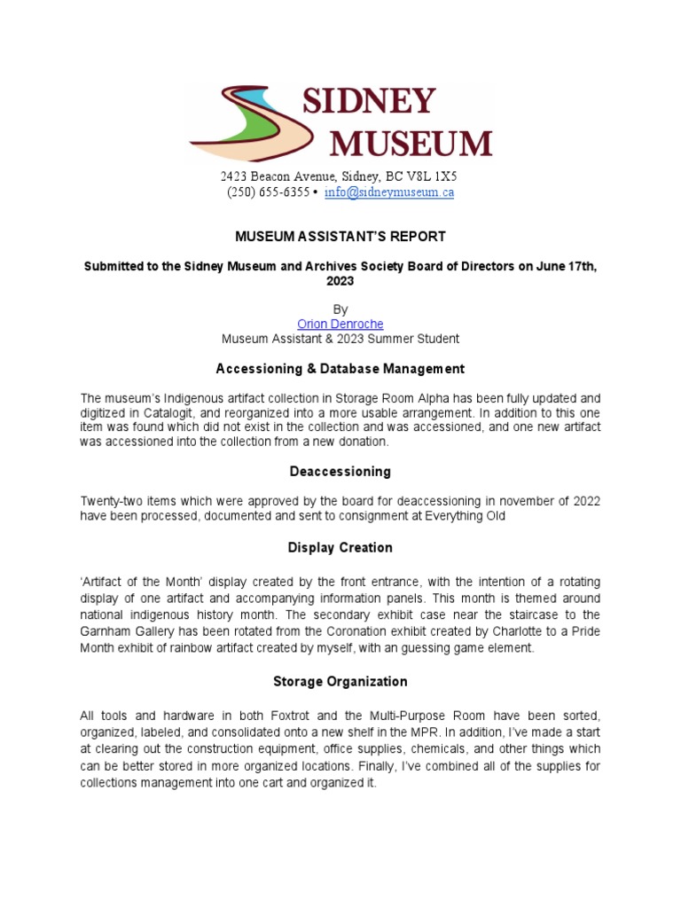 Board Report Orion Denroche June | PDF | Art