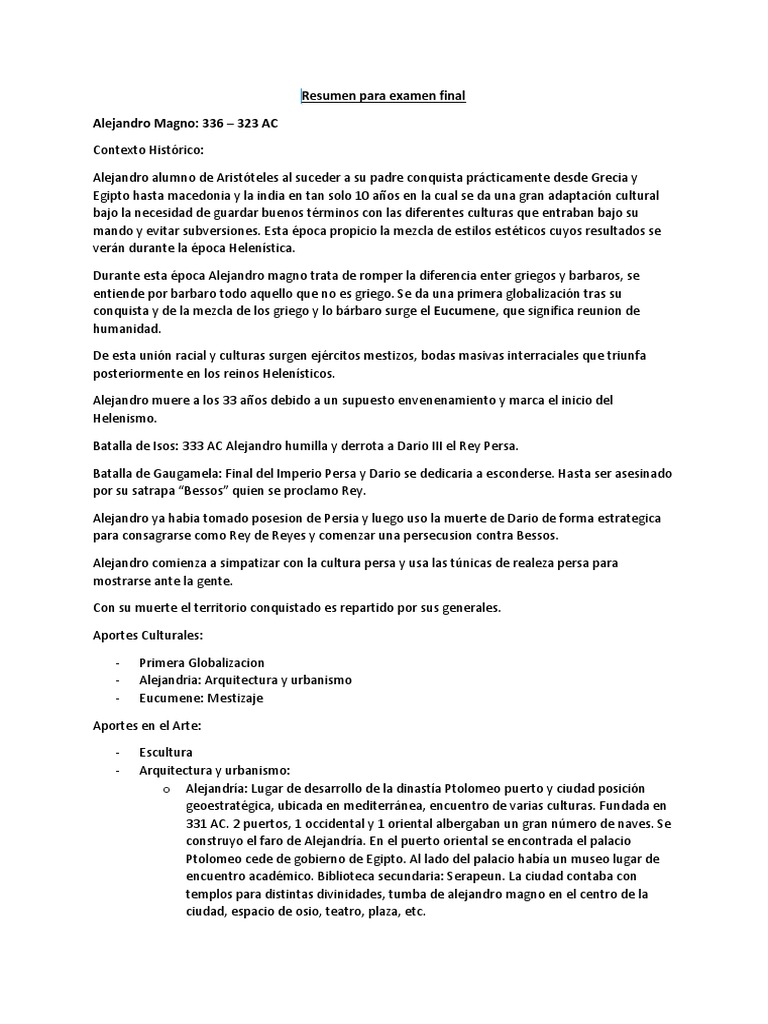 Resumen para Examen Final | PDF