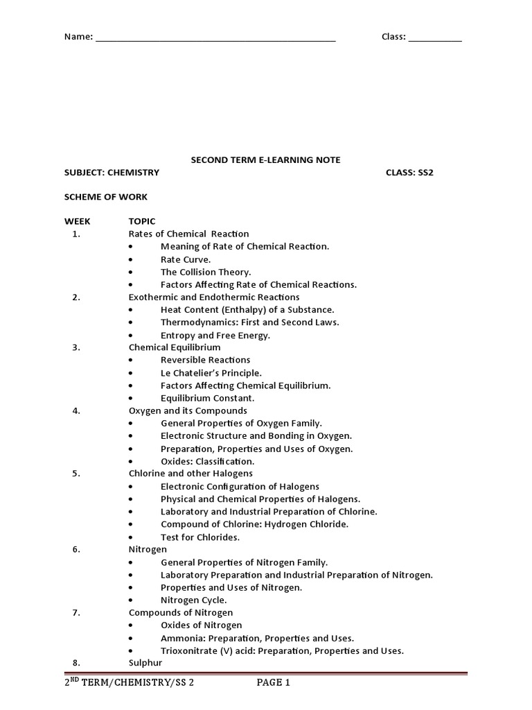 2ND Term S2 Chemistry... - 2 | PDF | Reaction Rate | Chemical Reactions