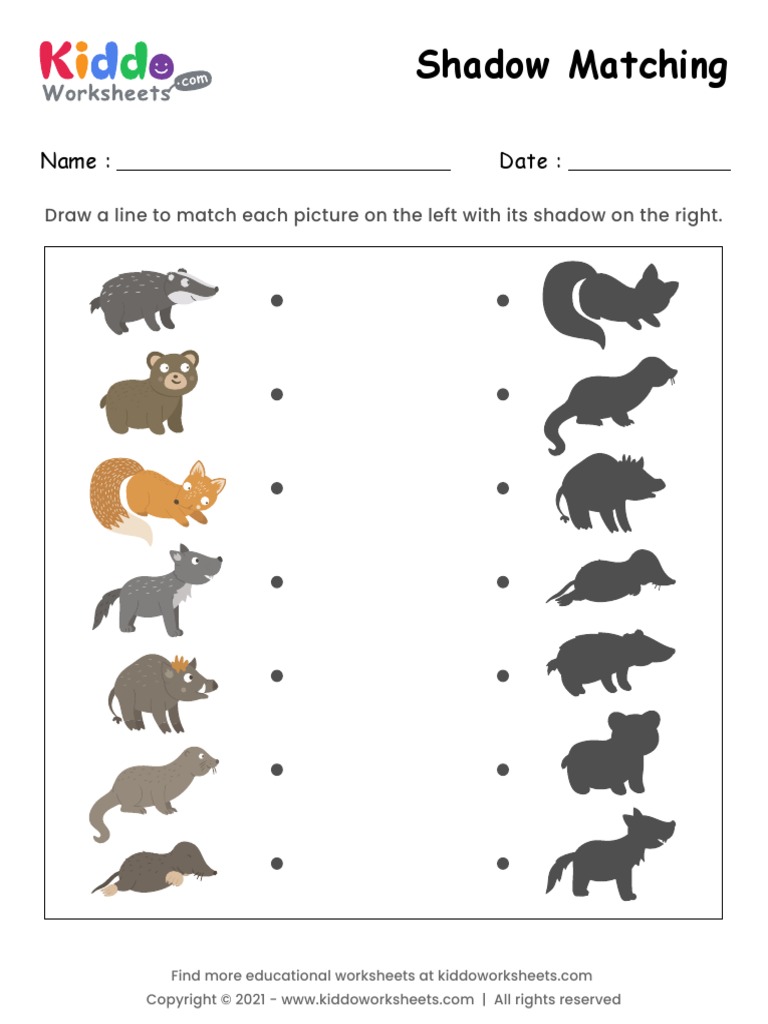 Animal Shadow Matching Worksheet | PDF | Games & Activities