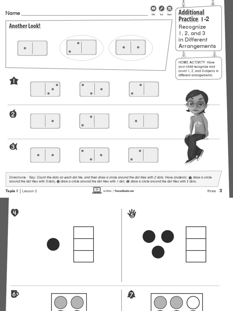003 (Worksheet) Recognize 1, 2, and 3 in Different Arrangements | PDF