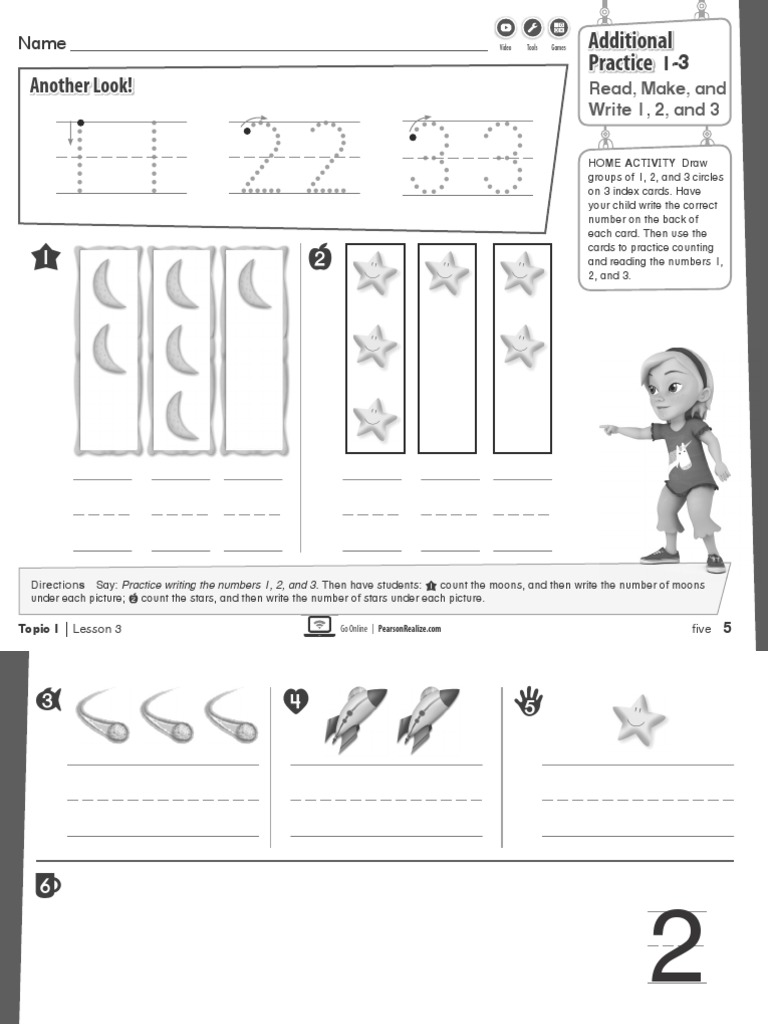 Counting and Writing Numbers 1-3 Worksheet | PDF