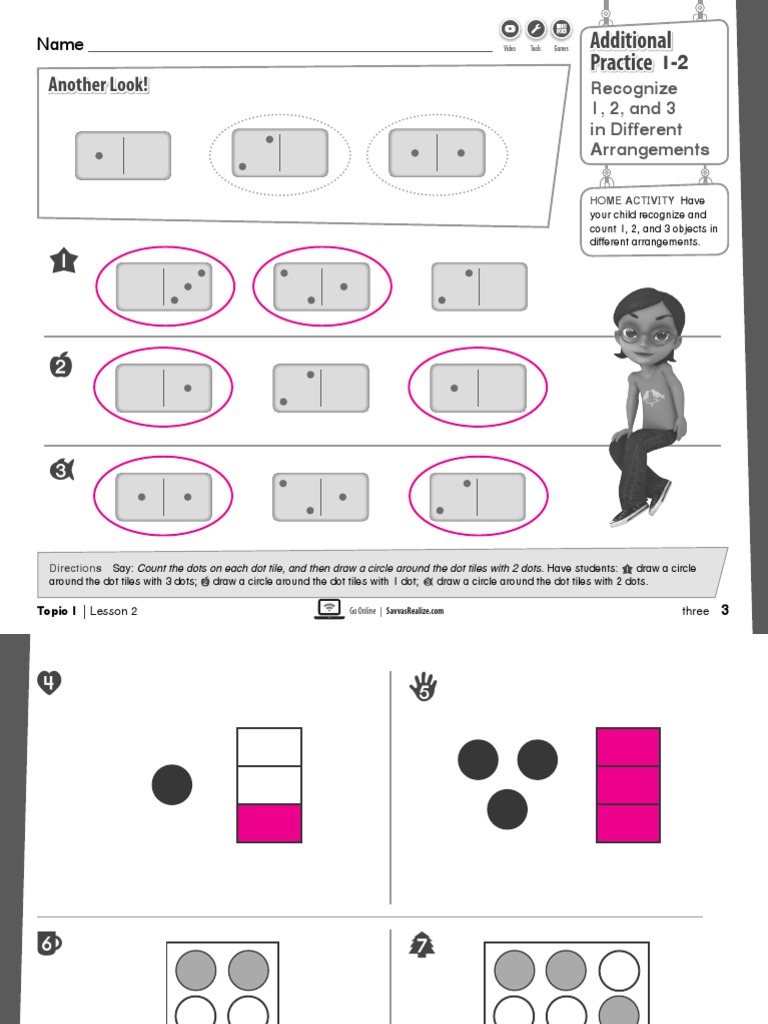 004 (Answer Key) Recognize 1, 2, and 3 in Different Arrangements | PDF