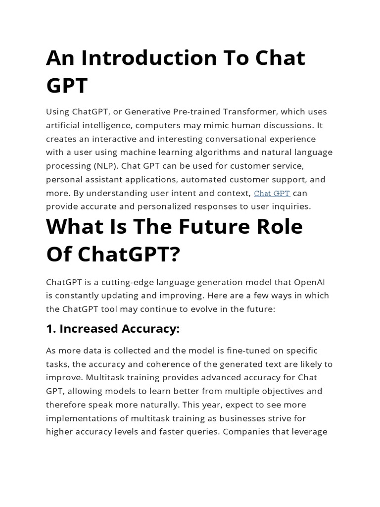 An Introduction To Chat GPT | PDF | Artificial Intelligence | Intelligence (AI) & Semantics