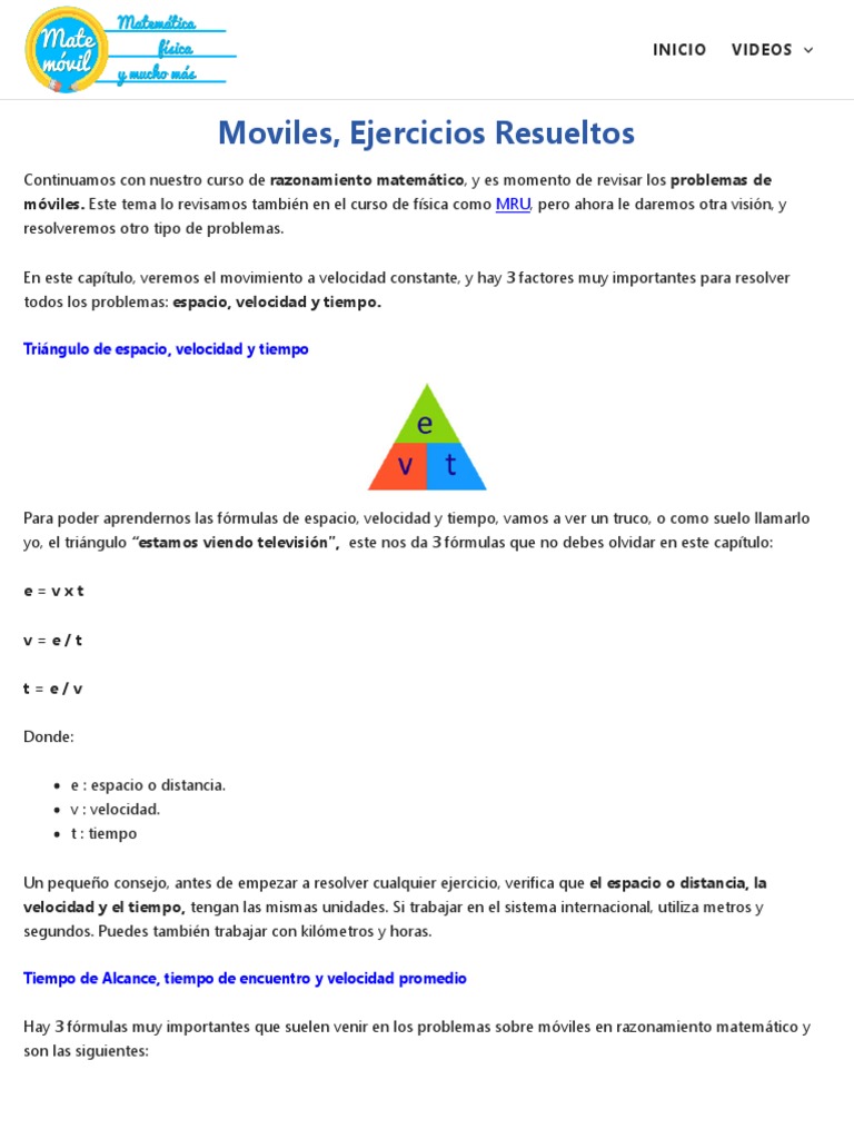 Moviles, Ejercicios Resueltos - Matemóvil | PDF