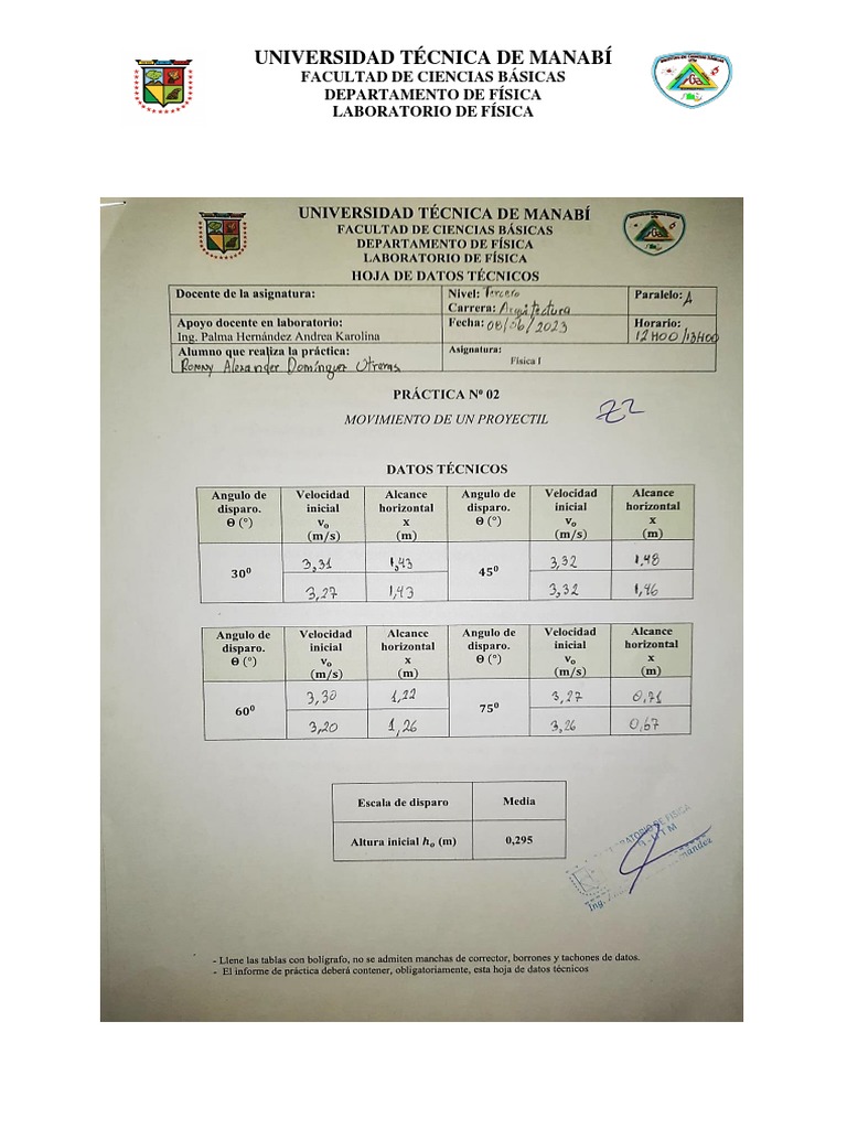 Informe de Práctica 2 - Ronny Domínguez | PDF | Velocidad | Cinemática