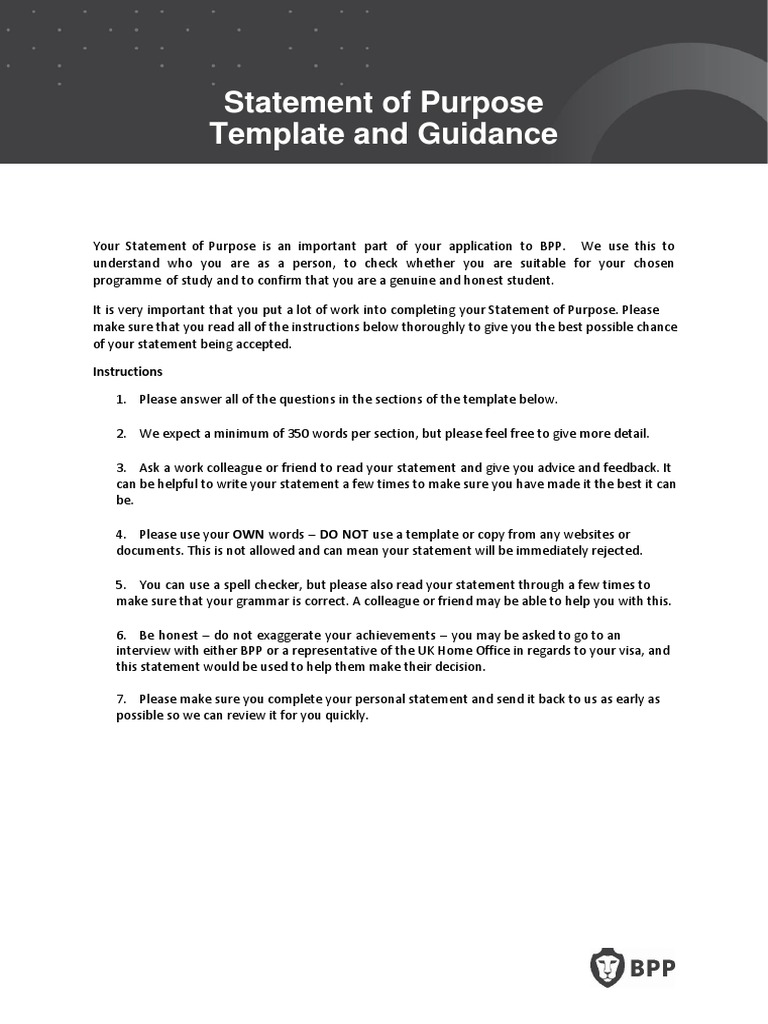 BPP Statement of Purpose Guide | PDF