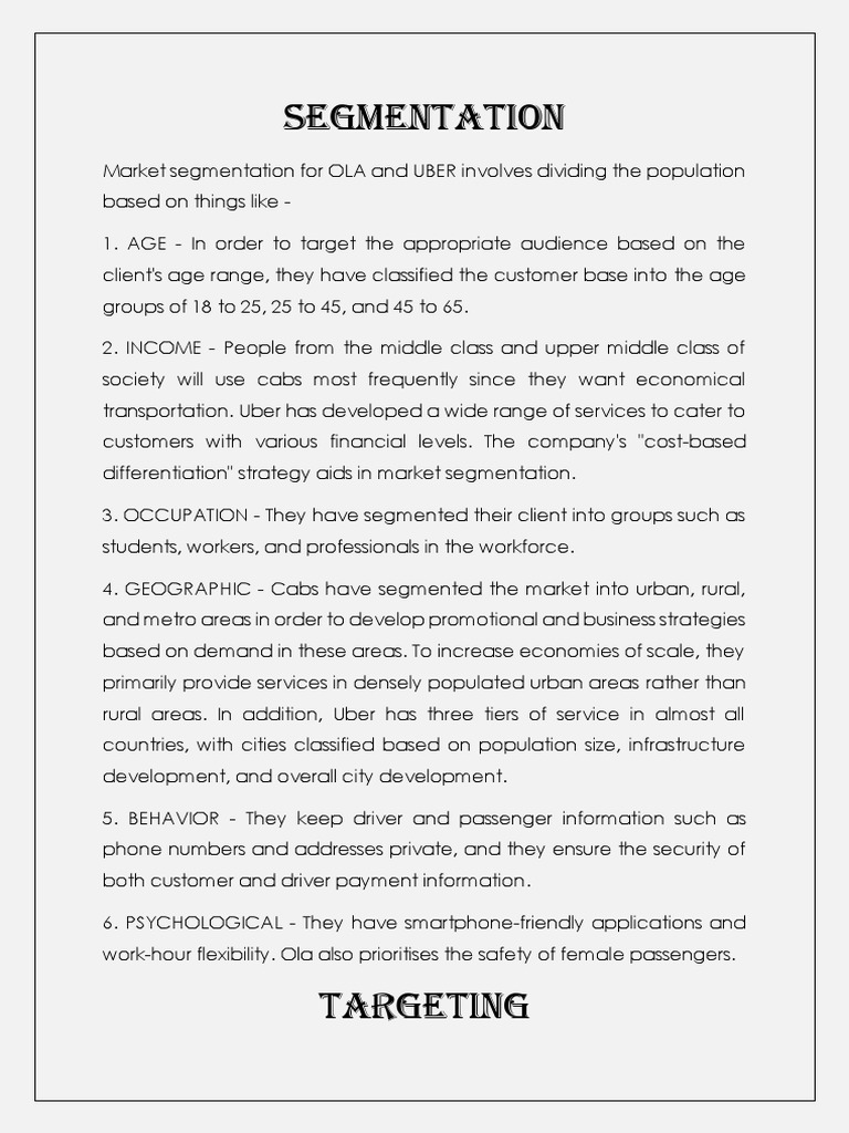 Ola Uber STP | Download Free PDF | Market Segmentation | Economies