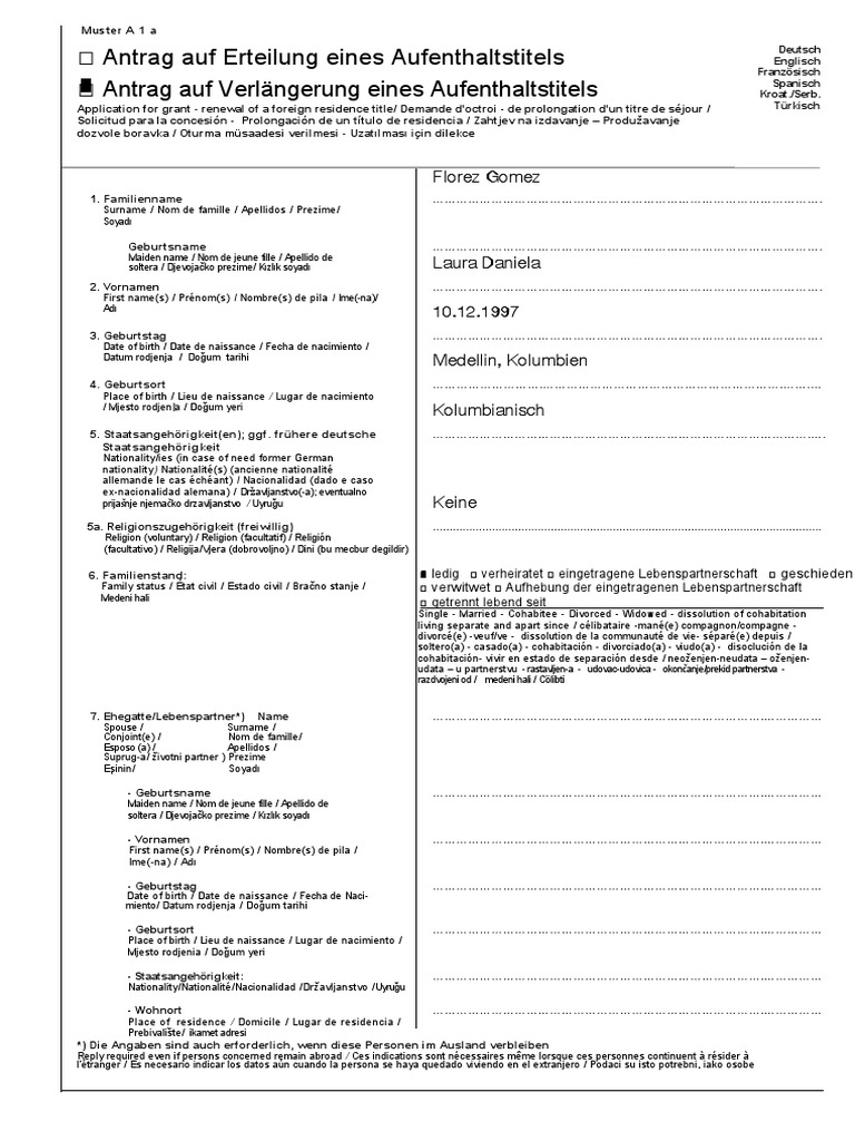 Aufenthaltstitel - Antrag Auf Erteilung BZW Verlaengerung-3 | PDF