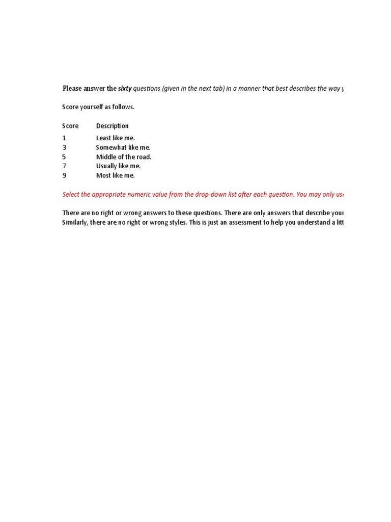 VPO - PEOP.5.1.2 Fundamental Behavior Styles Questionnaire | PDF ...