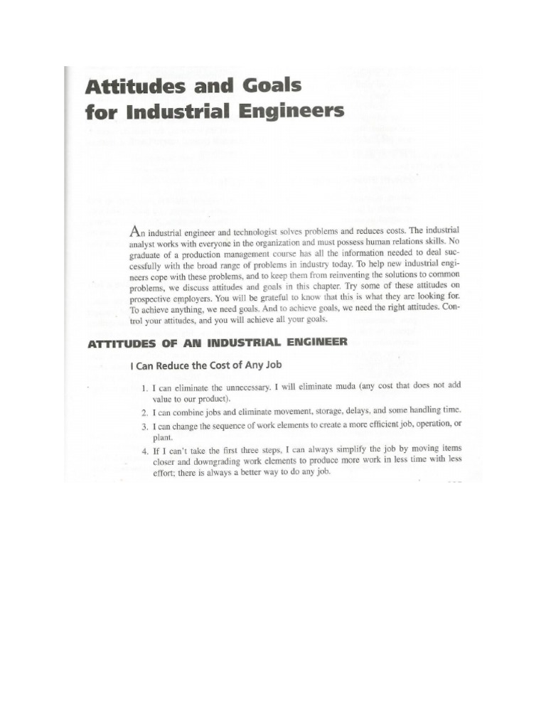 Attitudes and Goals For Industrial Engineers | PDF
