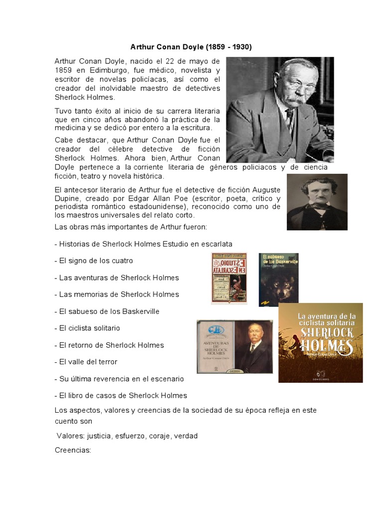 Biografía de Arthur Conan Doyle | PDF | Clásicos