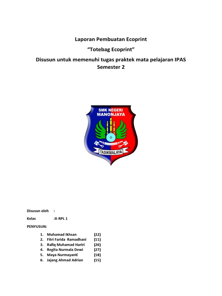 Laporan Pembuatan Ecoprint Kelompok 6 | PDF