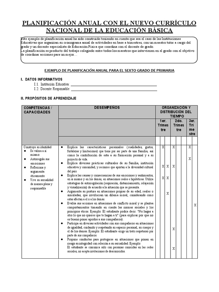 Planificación Anual para Sexto Grado | PDF | Decimal | Sustentabilidad