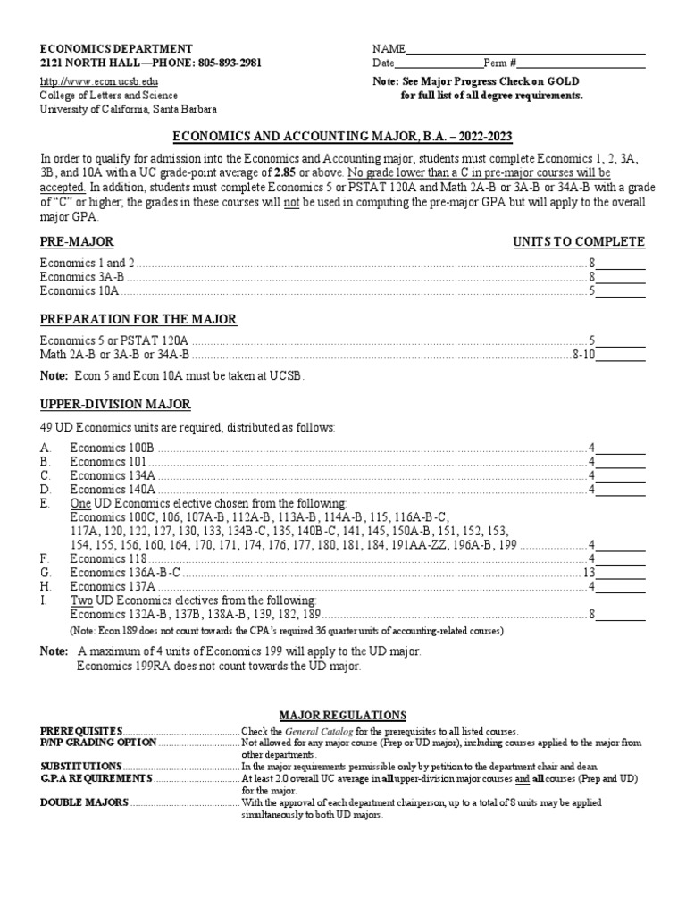 ECACC Major Requirements Sheet 2022-23 | PDF | Technology & Engineering