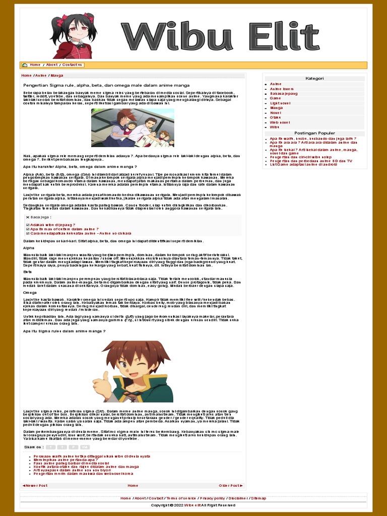 Pengertian Sigma Rule, Alpha, Beta, Dan Omega Male Dalam Anime Manga ...