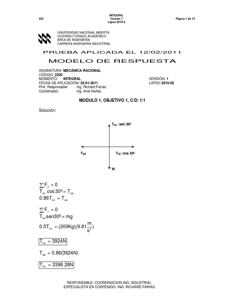 Modelo de Respuesta:) S M 81 - 9) (KG 200 (T 5 - 0 | PDF | Ciencias fisicas