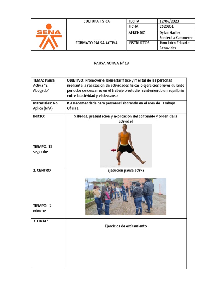 Informe Pausa Activa | PDF | Sicología