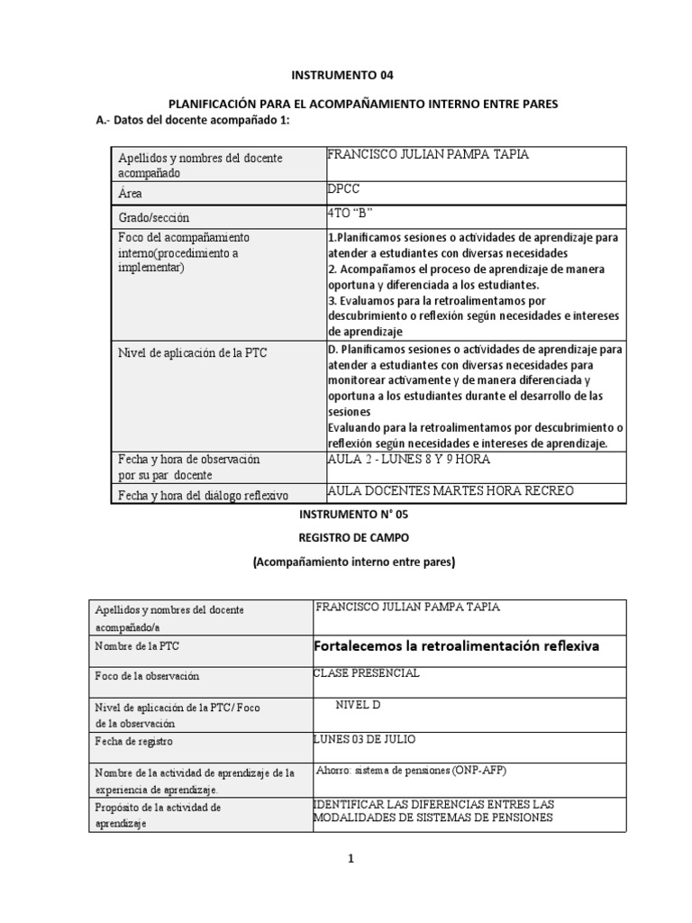 FORMATOS DE LA PTC 2023 (1) | PDF | Aprendizaje | Evaluación