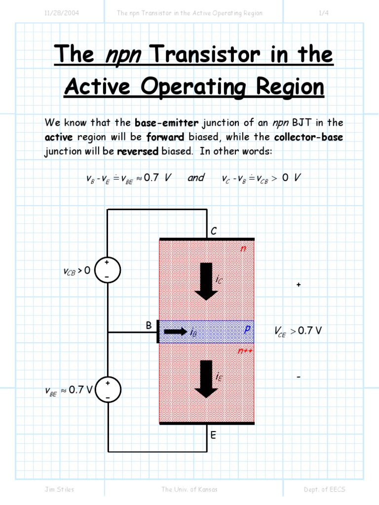 The NPN Transistor in The Active Operating Region | PDF | Bipolar ...