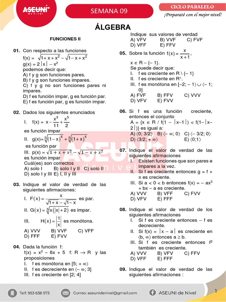 Cepre Uni Algebra | PDF