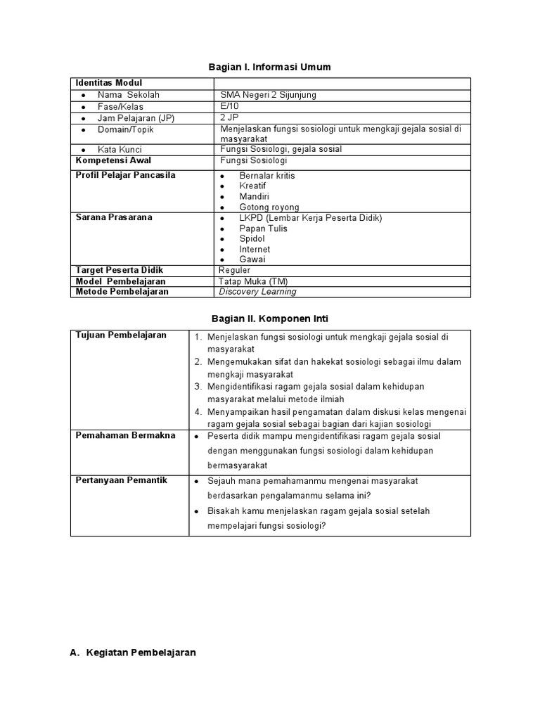 MODUL AJAR Sosiologi | PDF | Karier & Perkembangan | Pengembangan Diri