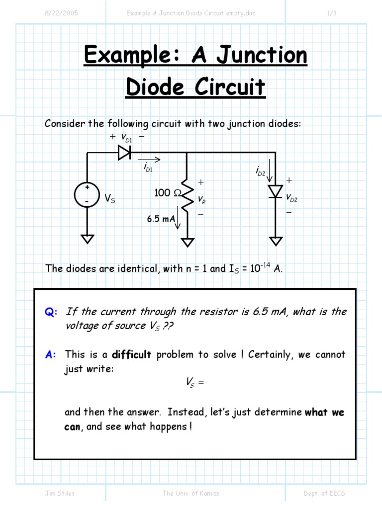 Example A Junction Diode Circuit | PDF | Electrical Network | Electric ...