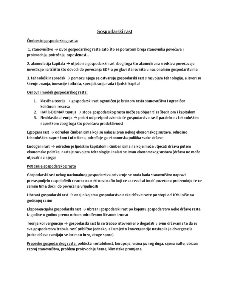 Gospodarski Rast | PDF