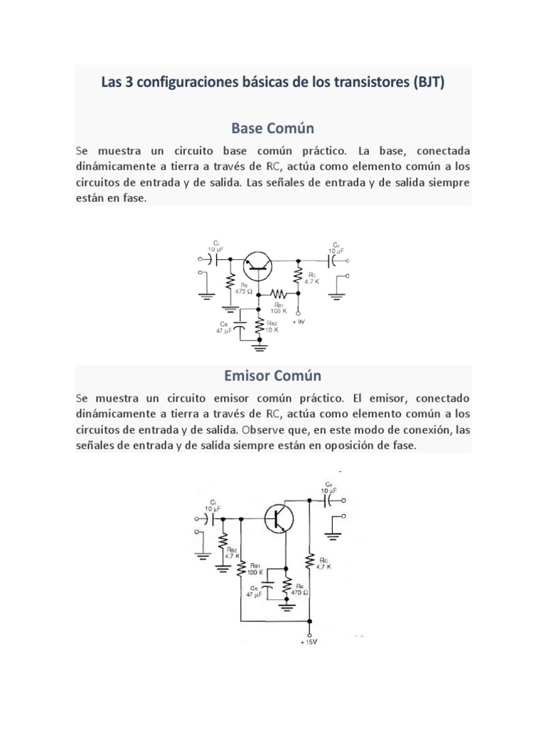 Las 3 Configuraciones Básicas de Los Transistores-1.pdf (SHARED) | PDF | Transistor | Transistor ...
