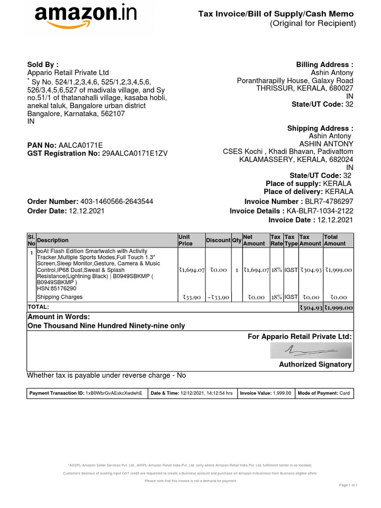 Invoice Amazon | PDF | Invoice | Market (Economics)