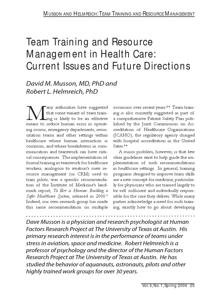 7.team Training and Resource Management in Health Care Current Issues ...